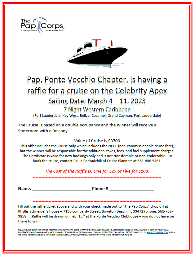 Ponte Vecchio Raffle for Celebrity Cruise | The Pap Corps
