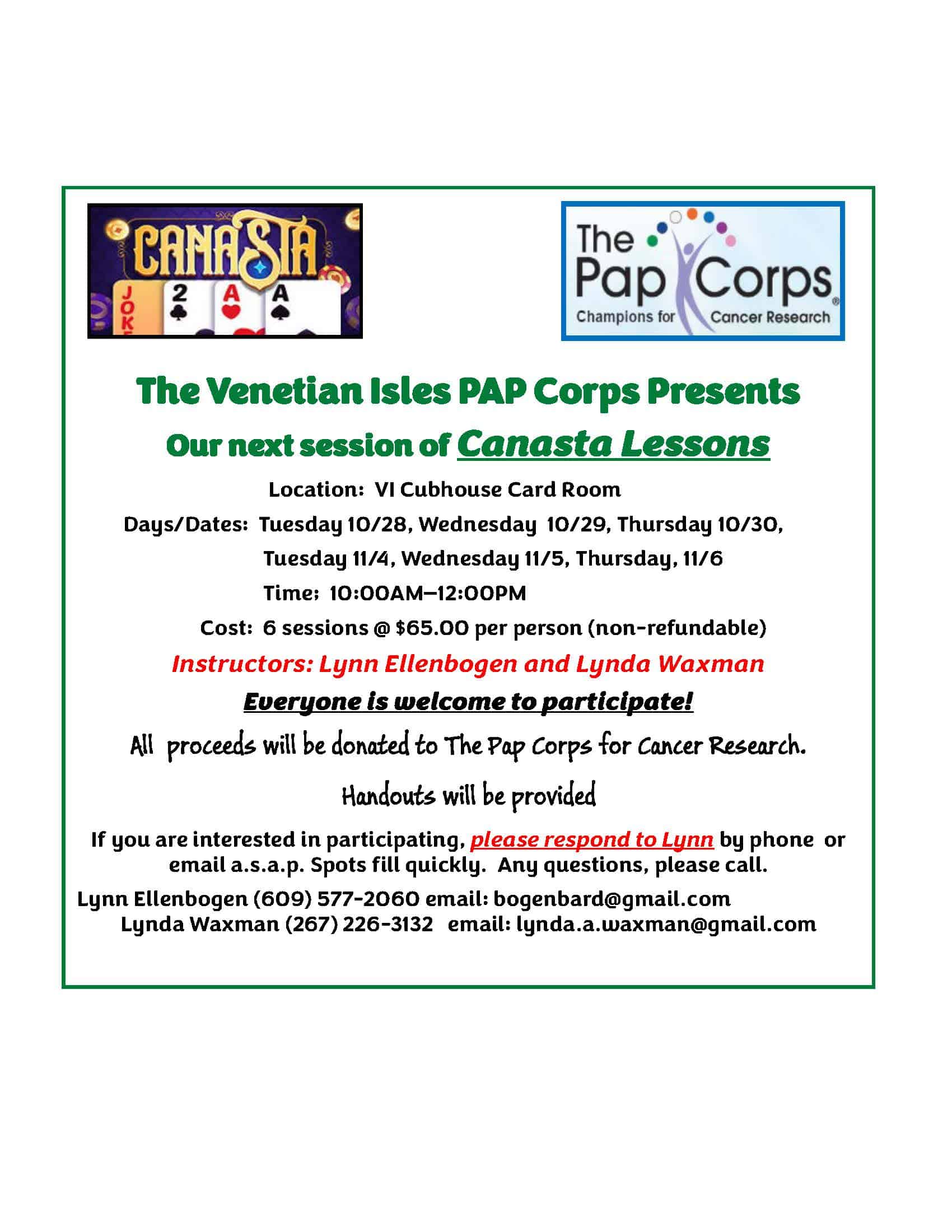 Venetian Isles Canasta Lessons | The Pap Corps